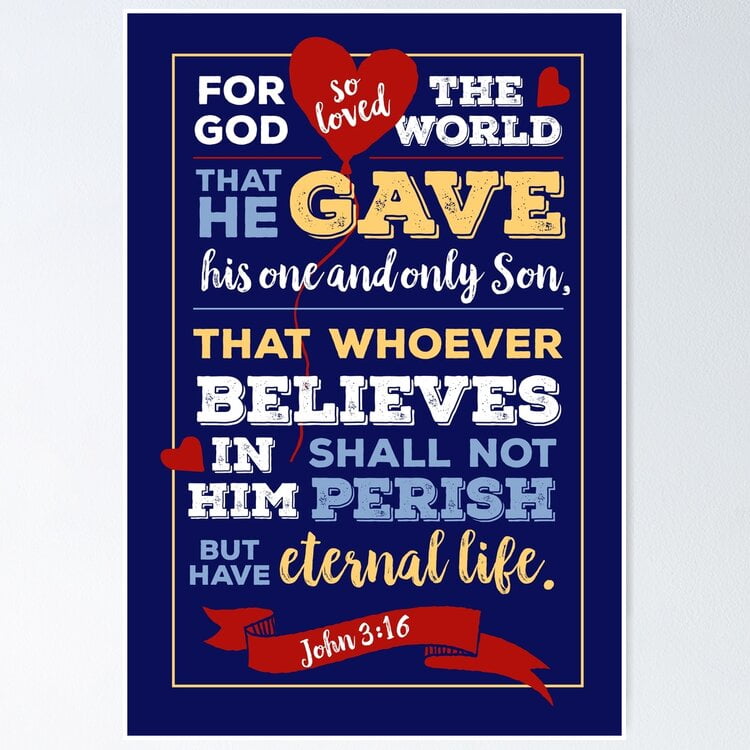 Kna Prints - John 3 16, Or God So Loved The World, Happiness Positivity ...