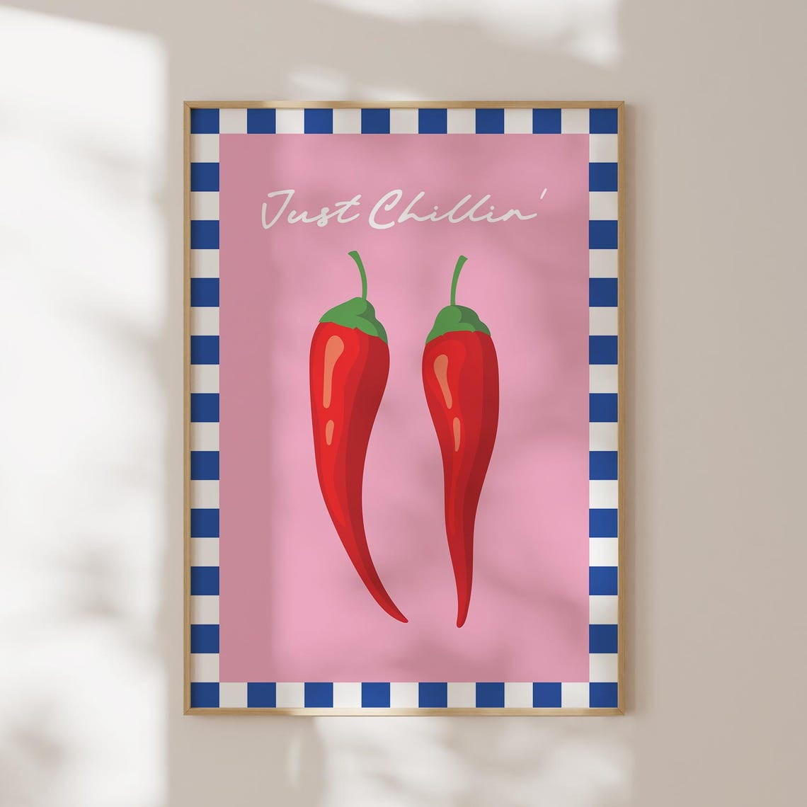 Kna Prints - Just Chillin Art Print, Chilli Print, Retro Kitchen Wall ...
