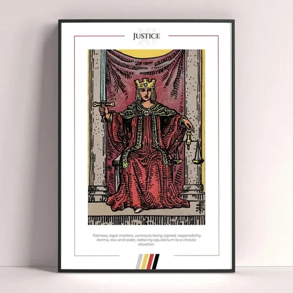 Kna Prints - Justice Tarot Card Poster, Tarot Art Print, Tarot Card ...