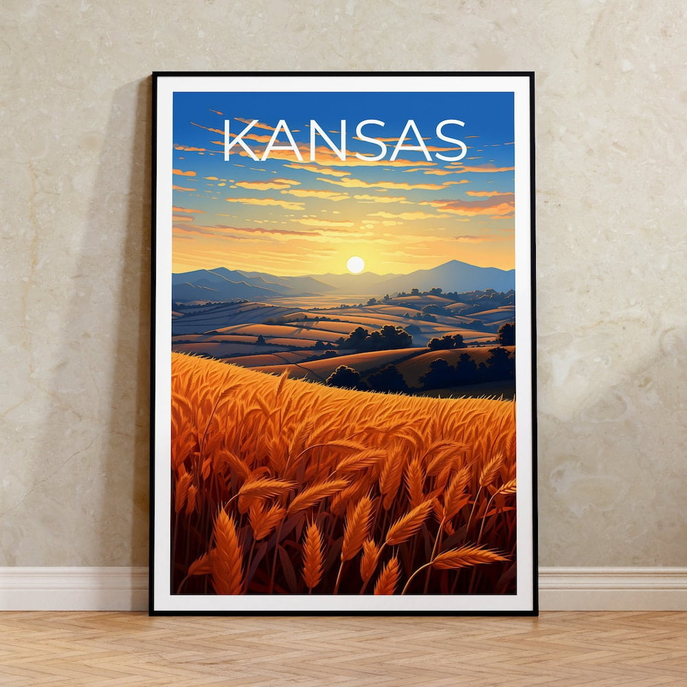 Kna Prints - Kansas Travel Poster, Plains Wall Art, Cornfields Print ...