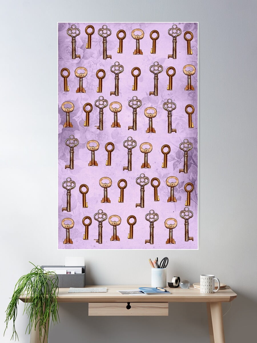 Kna Prints - Keys On Lavender Floral Wallpaper Poster Wall Art, Modern ...