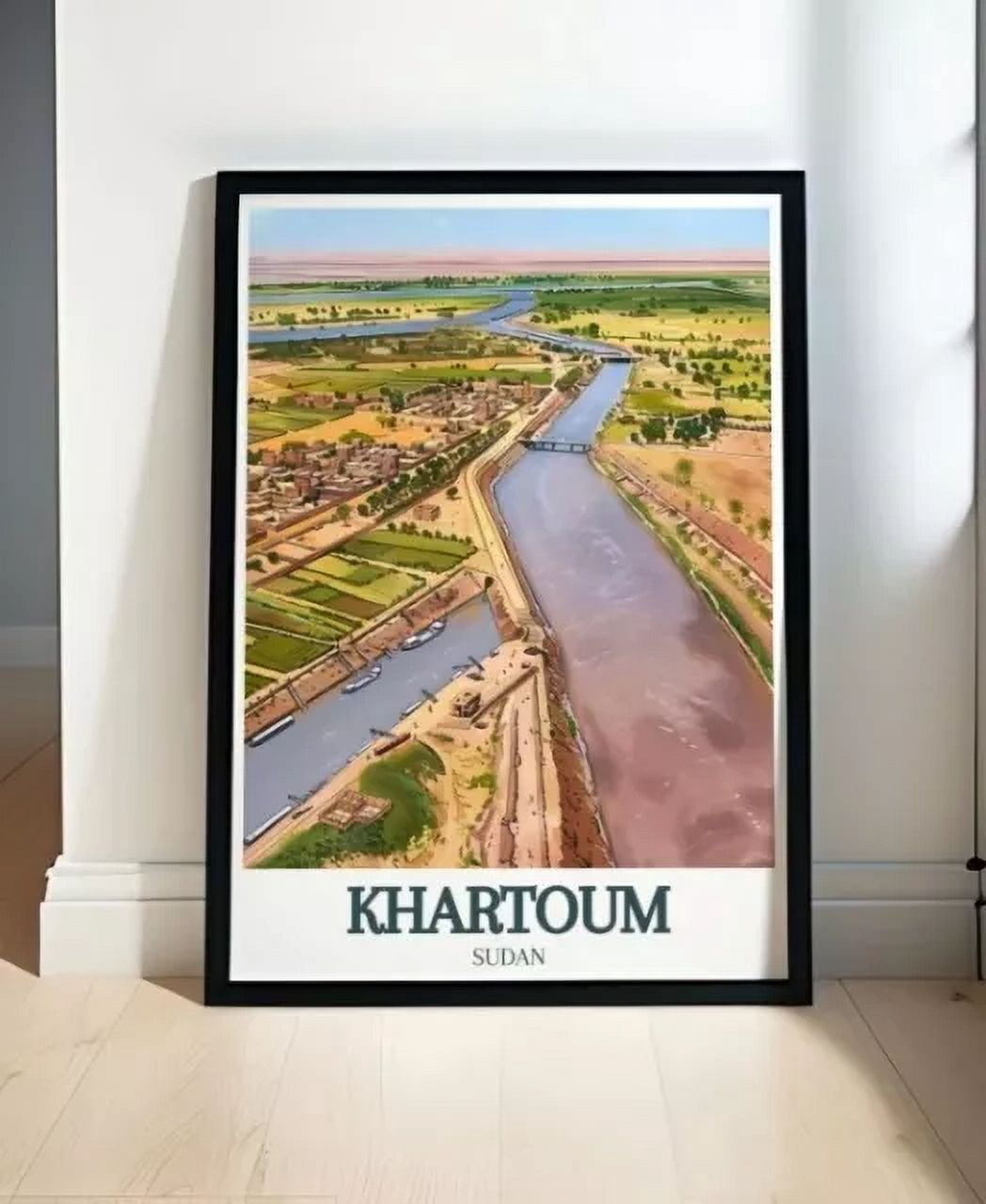 Kna Prints - Khartoum Travel Poster - Nile River Confluence And Tuti ...