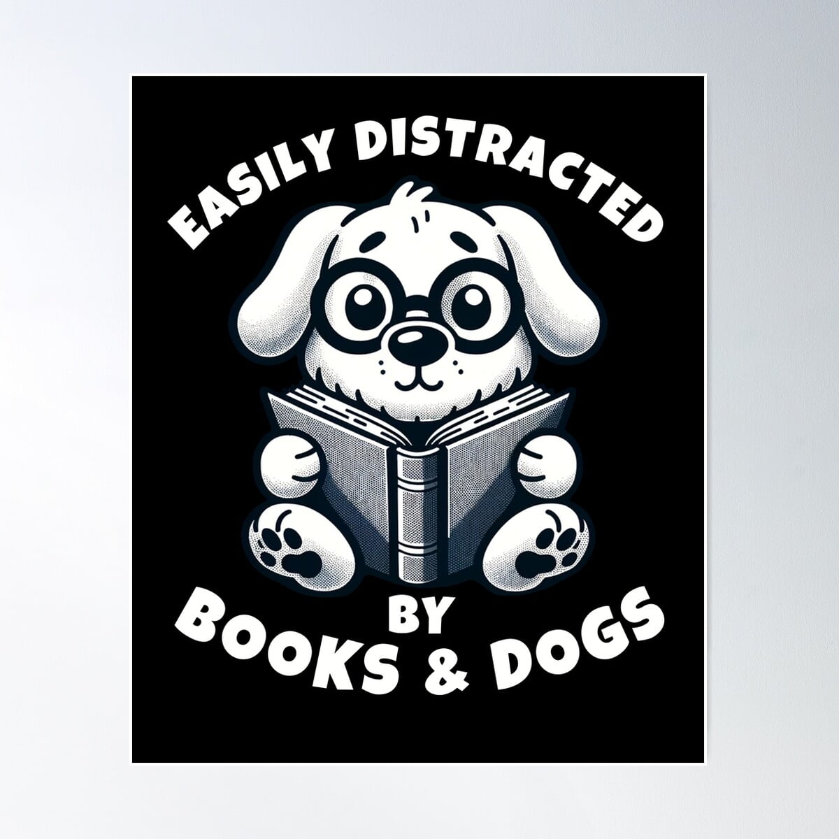 Kna Prints - Kids Easily Distracted By Books And Dogs Graphic Reading ...