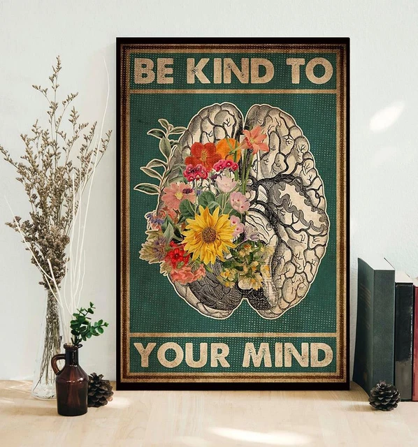 Kna Prints - Be Kind To Your Mind Cerebrum Flower Anatomy Poster Home Decor, Vintage Art Print ...