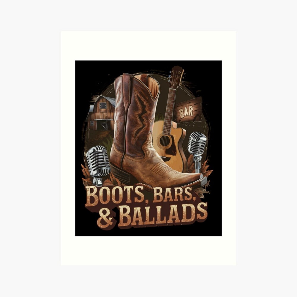 Kna Prints - Kir 1101 - Born Country - Boots,Bars And Ballads Poster ...