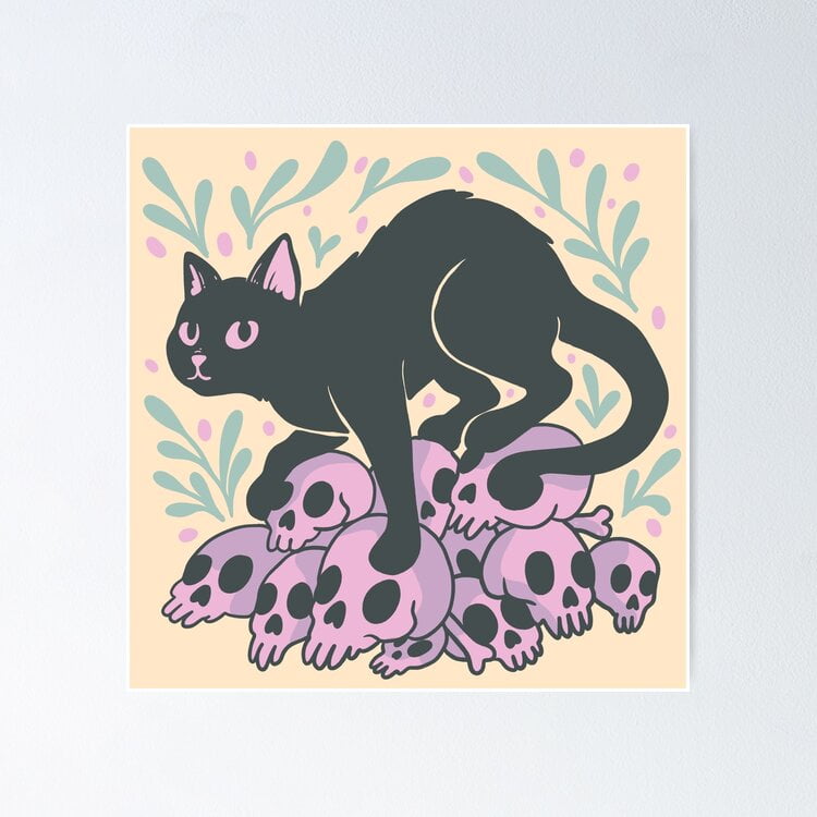 Kna Prints - Kir 2327 - Chaos Cat On Skull Throne Pastel Goth Power ...