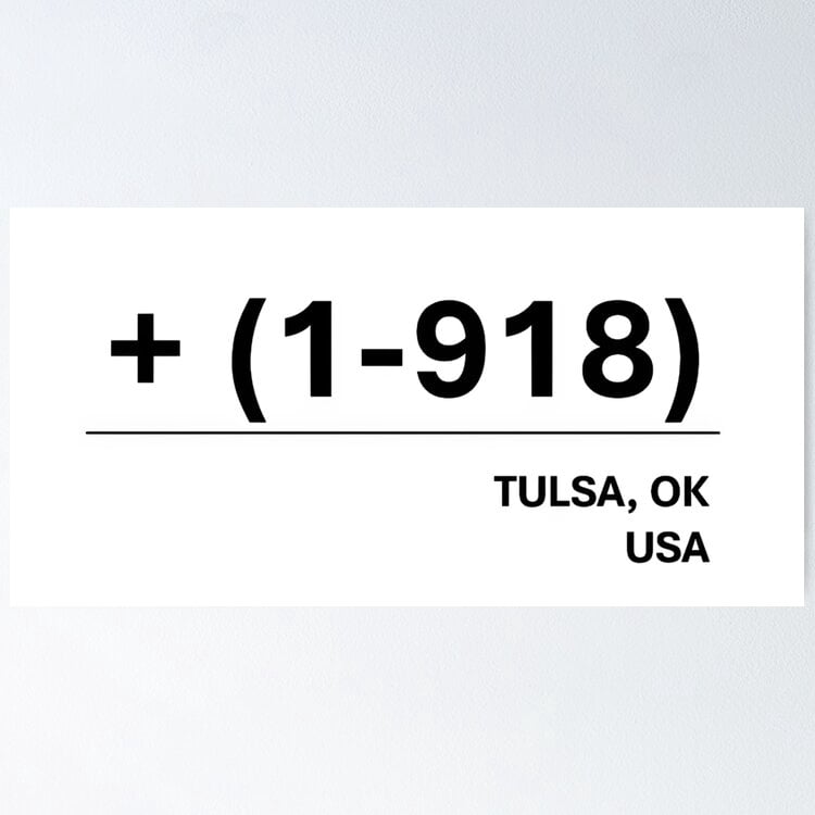 Kna Prints - Kir 2618 - Area Code For Tulsa 1-918 Poster, UNFRAMED ...