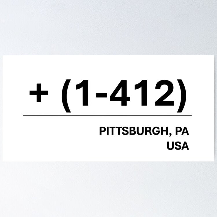 Kna Prints - Kir 2637 - Area Code For Pittsburgh 1-412 Poster, UNFRAMED-12x18 - Walmart.com