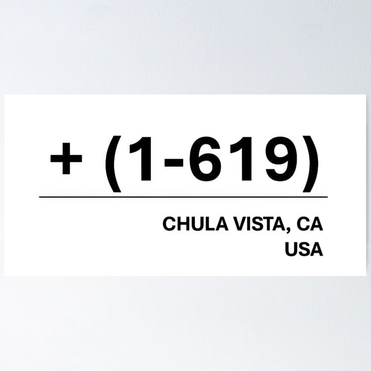 Kna Prints - Kir 2646 - Area Code For Chula Vista 1-619 Poster ...