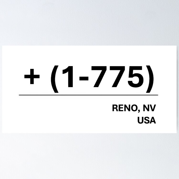 Kna Prints - Kir 2656 - Area Code For Reno 1-775 Poster, UNFRAMED-8x12 ...