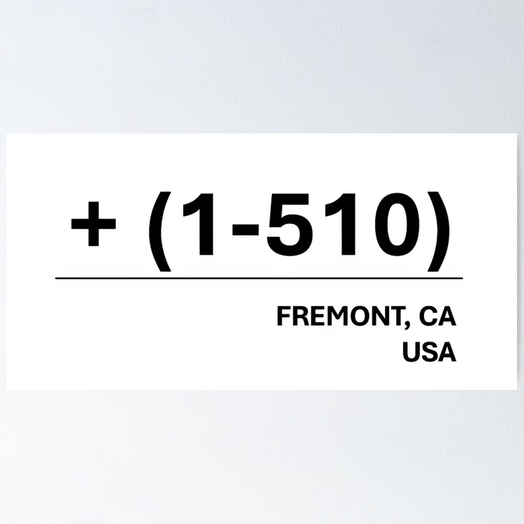 Kna Prints - Kir 2664 - Area Code For Fremont 1-510 Poster, UNFRAMED ...