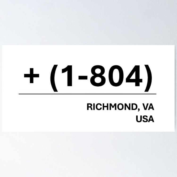 Kna Prints - Kir 2668 - Area Code For Richmond 1-804 Poster, UNFRAMED ...