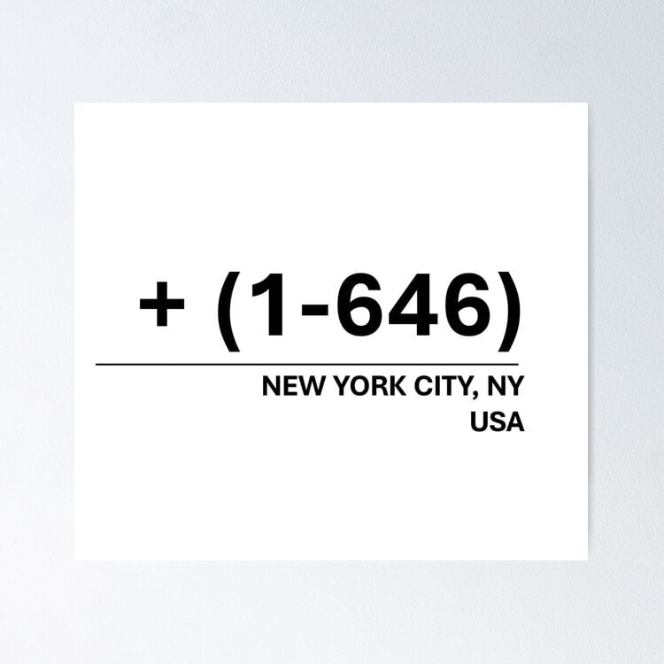 Kna Prints - Kir 2714 - New York City Area Code 646 Contact Graphic ...