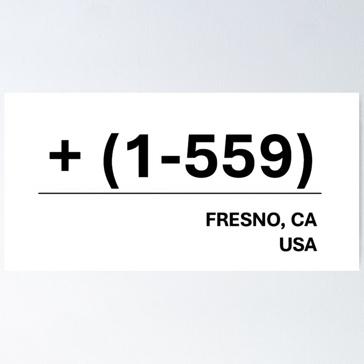 Kna Prints - Kir 2760 - Area Code For Fresno (1-559) Poster, UNFRAMED ...
