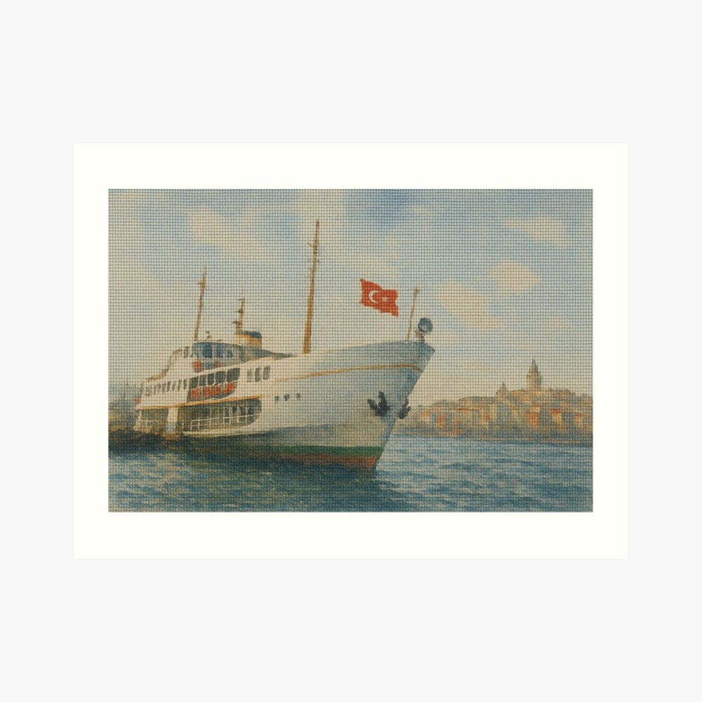 Kna Prints - Kir 3010 - Istanbul Ferry With Turkish Flag Cross Stitch ...