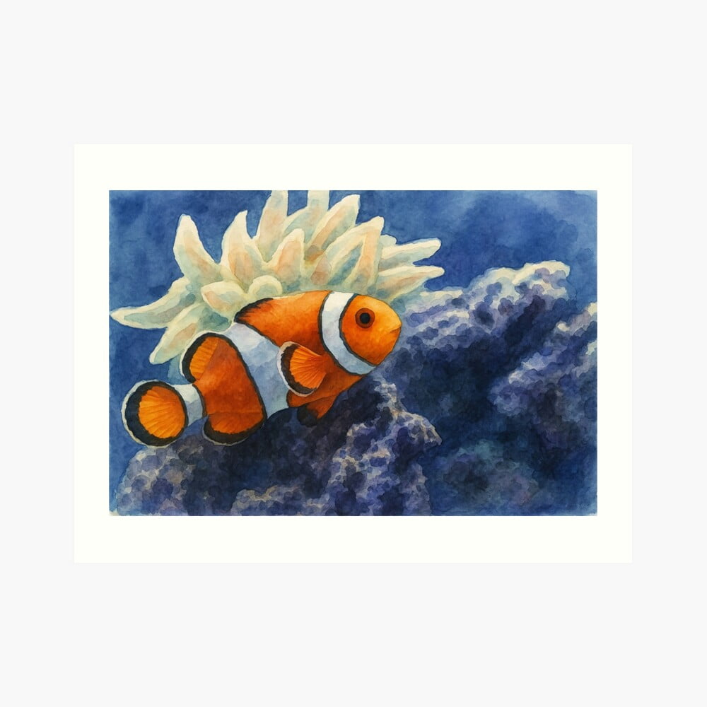 Kna Prints - Kir 3017 - Watercolor Clownfish Over Coral - Based On My ...