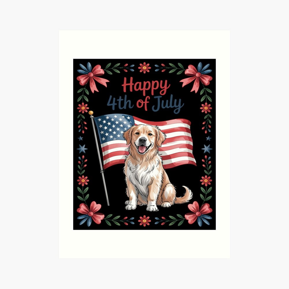 Kna Prints - Kir 3075 - July Golden Dog Coquette Bow Summer, Dog Mama ...