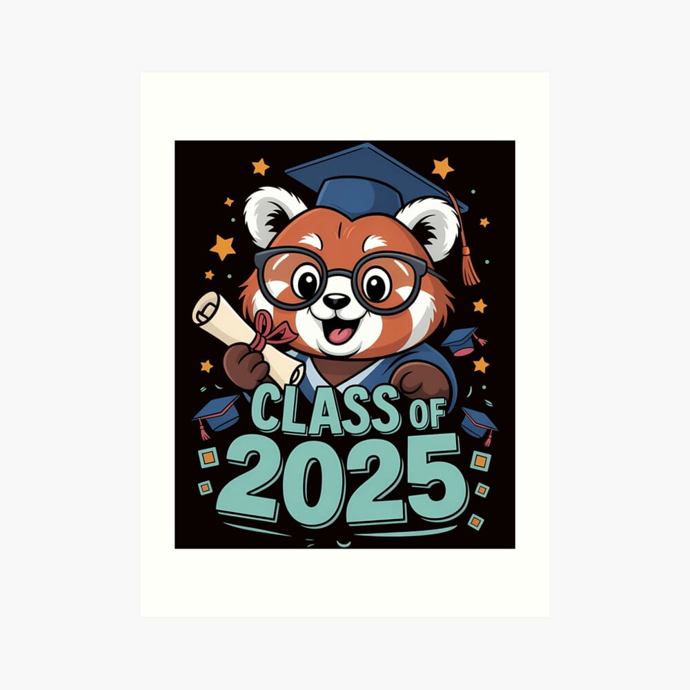 Kna Prints - Kir 3080 - Graduate Red Panda Class Of 2025 Kids Mens ...