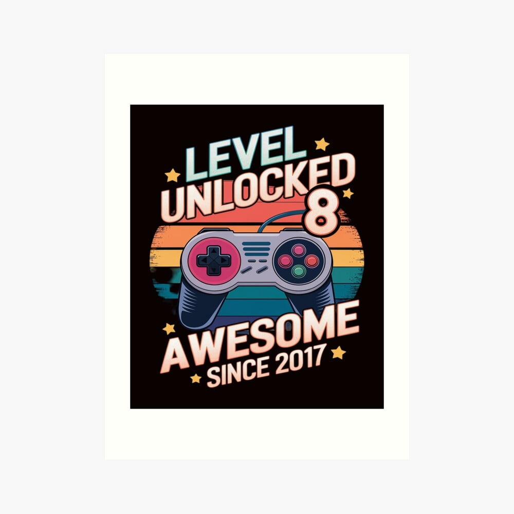 Kna Prints - Kir 3241 - 8Th Birthday Boy Level 8 Gamer 8 Year Video ...