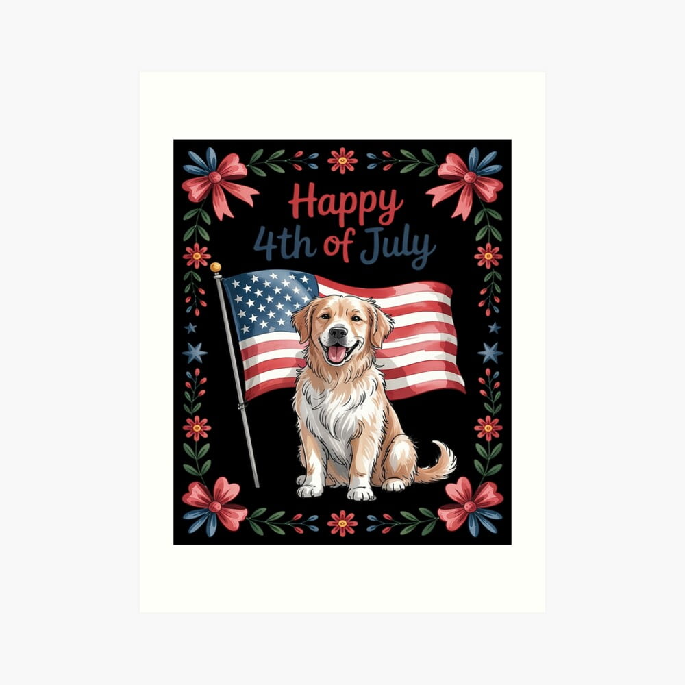 Kna Prints - Kir 3289 - 4Th Of July Golden Dog Coquette Bow Summer, Dog ...
