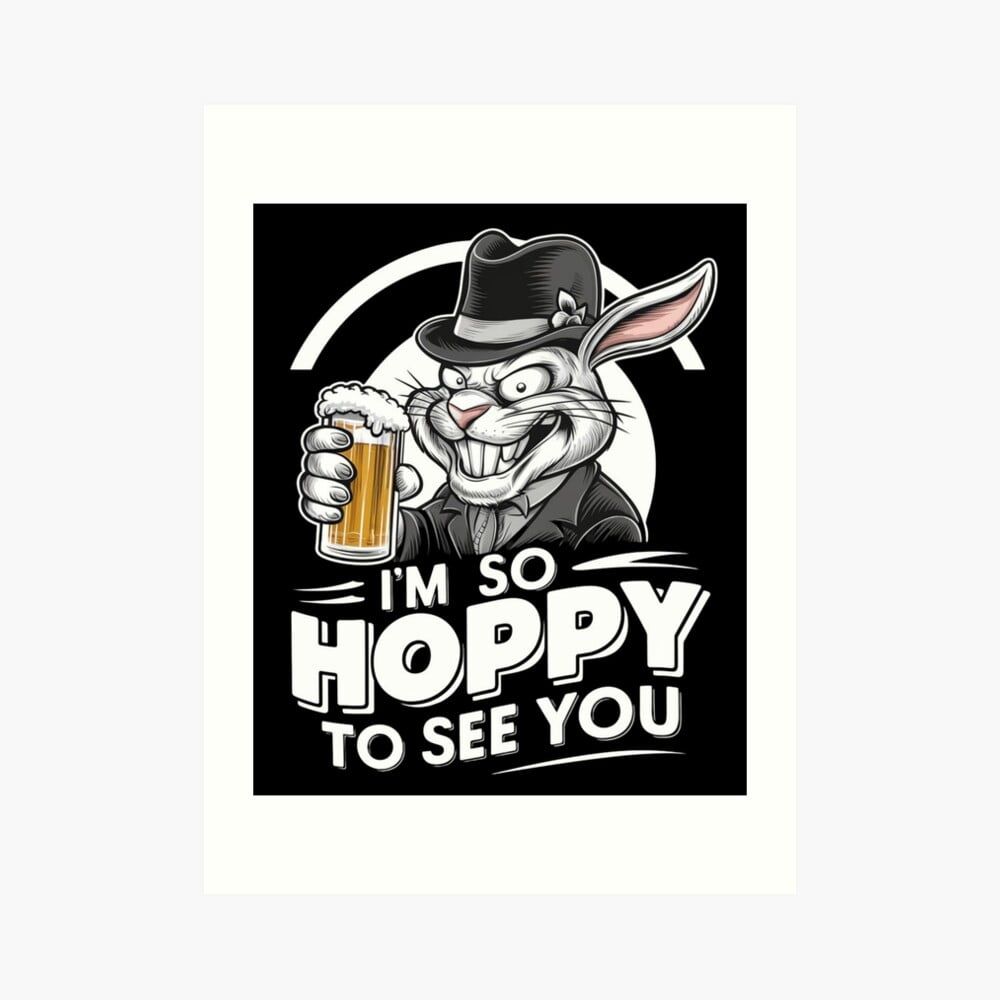 Kna Prints - Kir 394 - I'M So Hoppy To See You - Rabbits - Beer Rabbits ...