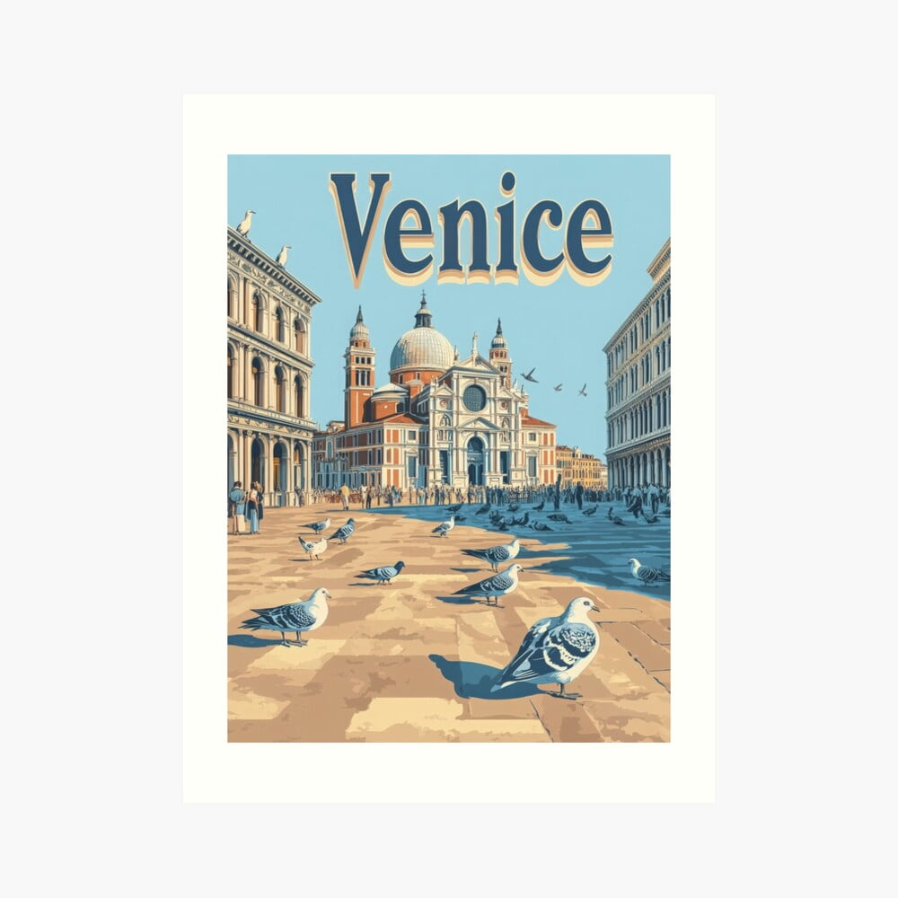 Kna Prints - Kir 4239 - In The Heart Of Venice, Pigeons Gather Around A ...
