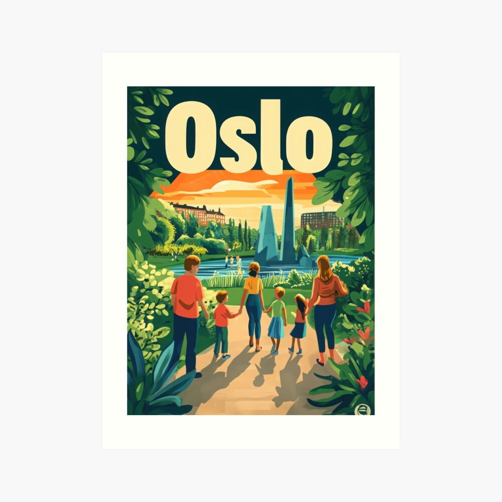 Kna Prints - Kir 4524 - A Family Strolls Through A Lush Park In Oslo ...