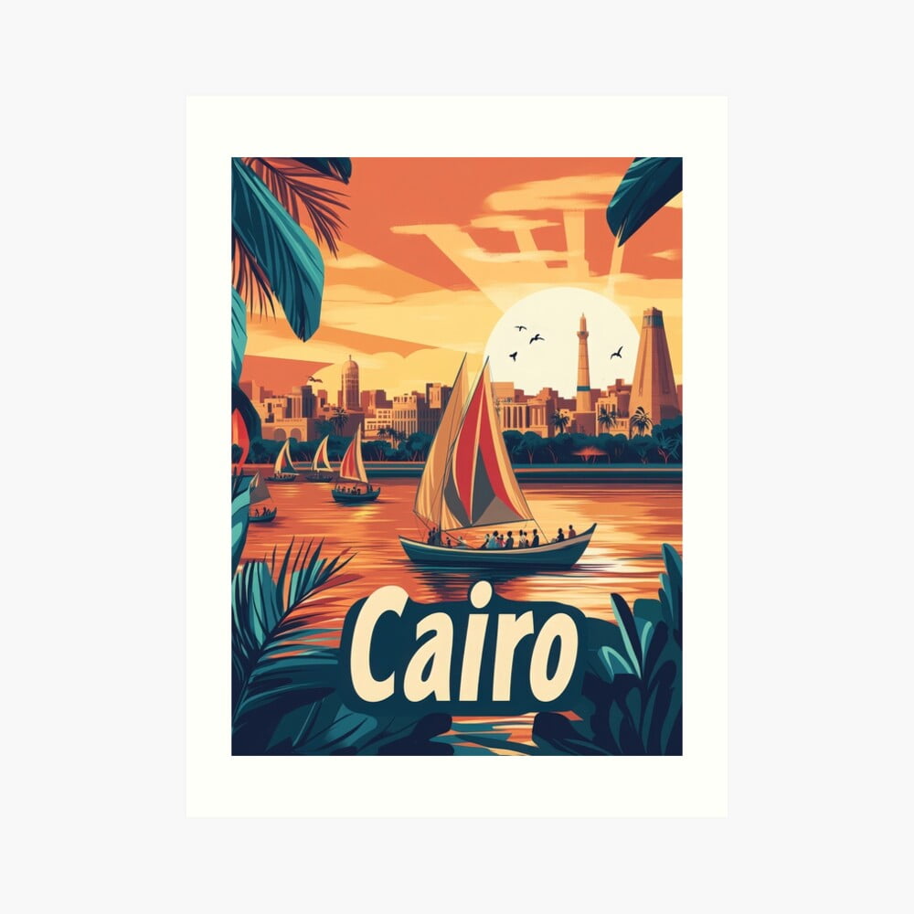 Kna Prints - Kir 4637 - As The Sun Sets Over Cairo, Traditional Dhows Glide Gracefully On The ...