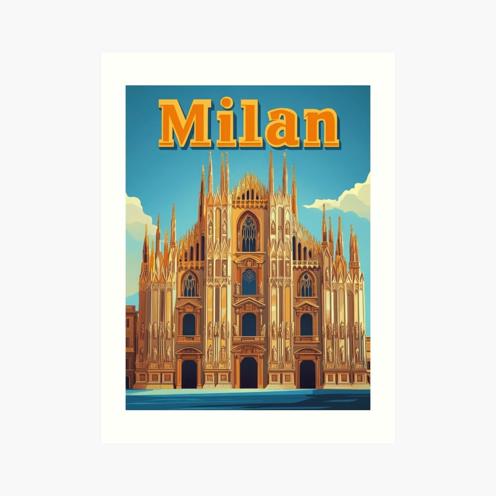Kna Prints - Kir 4737 - Discover Milans Iconic Skyline Through This Vintage Travel Poster ...