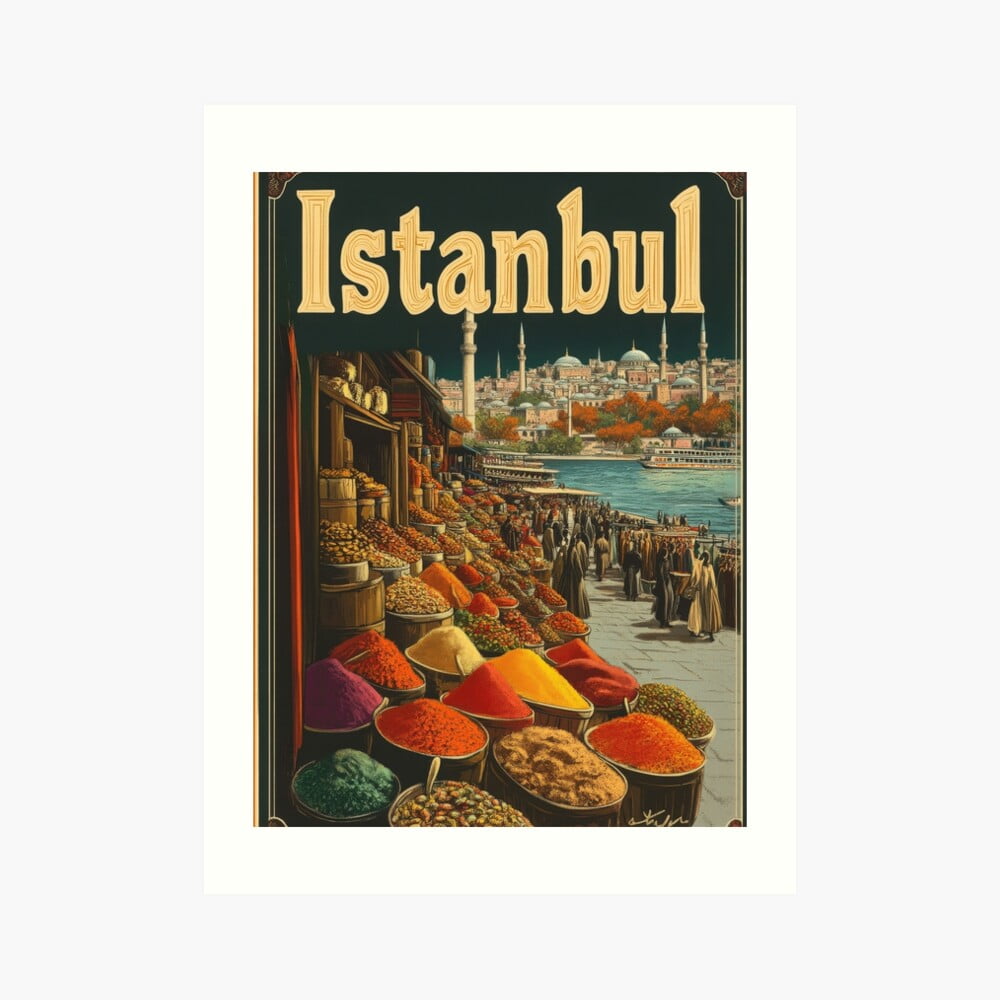 Kna Prints - Kir 5074 - This Mid-Century Modern Travel Poster Captures The Lively Spice Market ...
