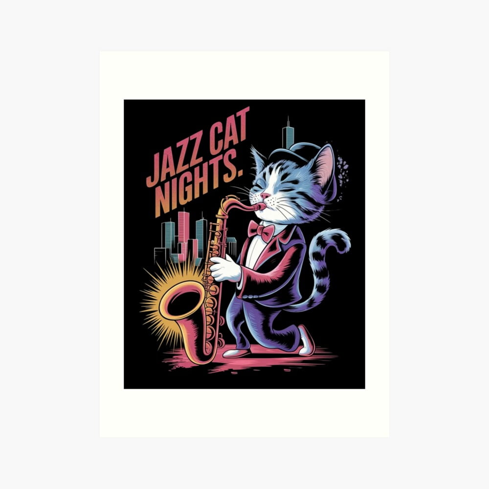 Kna Prints - Kir 655 - Jazz Cat - Sax Meow - Meowsician Poster ...