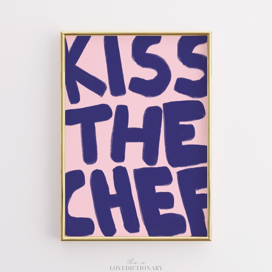 Kna Prints - Kiss The Chef Art Print, Hand-Drawn Quote Illustration ...