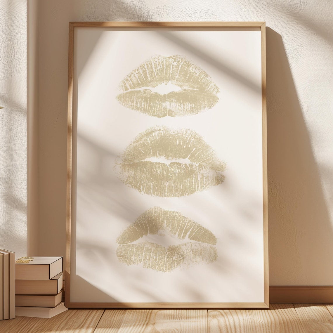Kna Prints - Kiss Lips Print Neutral Wall Art, Trendy Lips Aesthetic ...