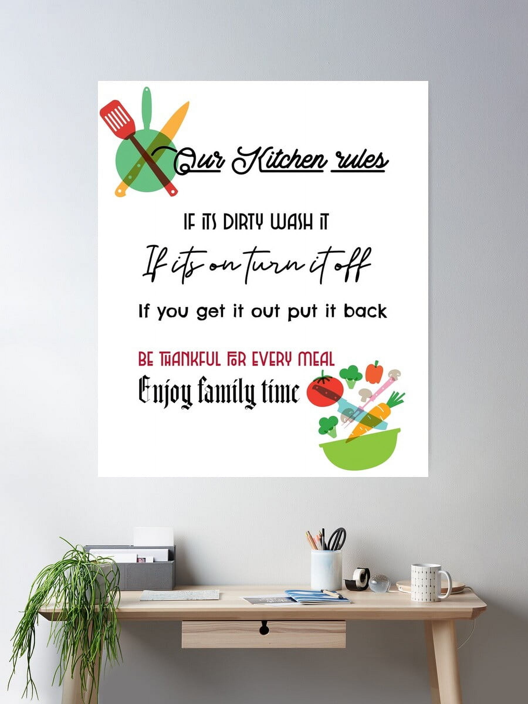 Kna Prints - Kitchen Rules Chart For Home With Funny Sayings. Poster ...