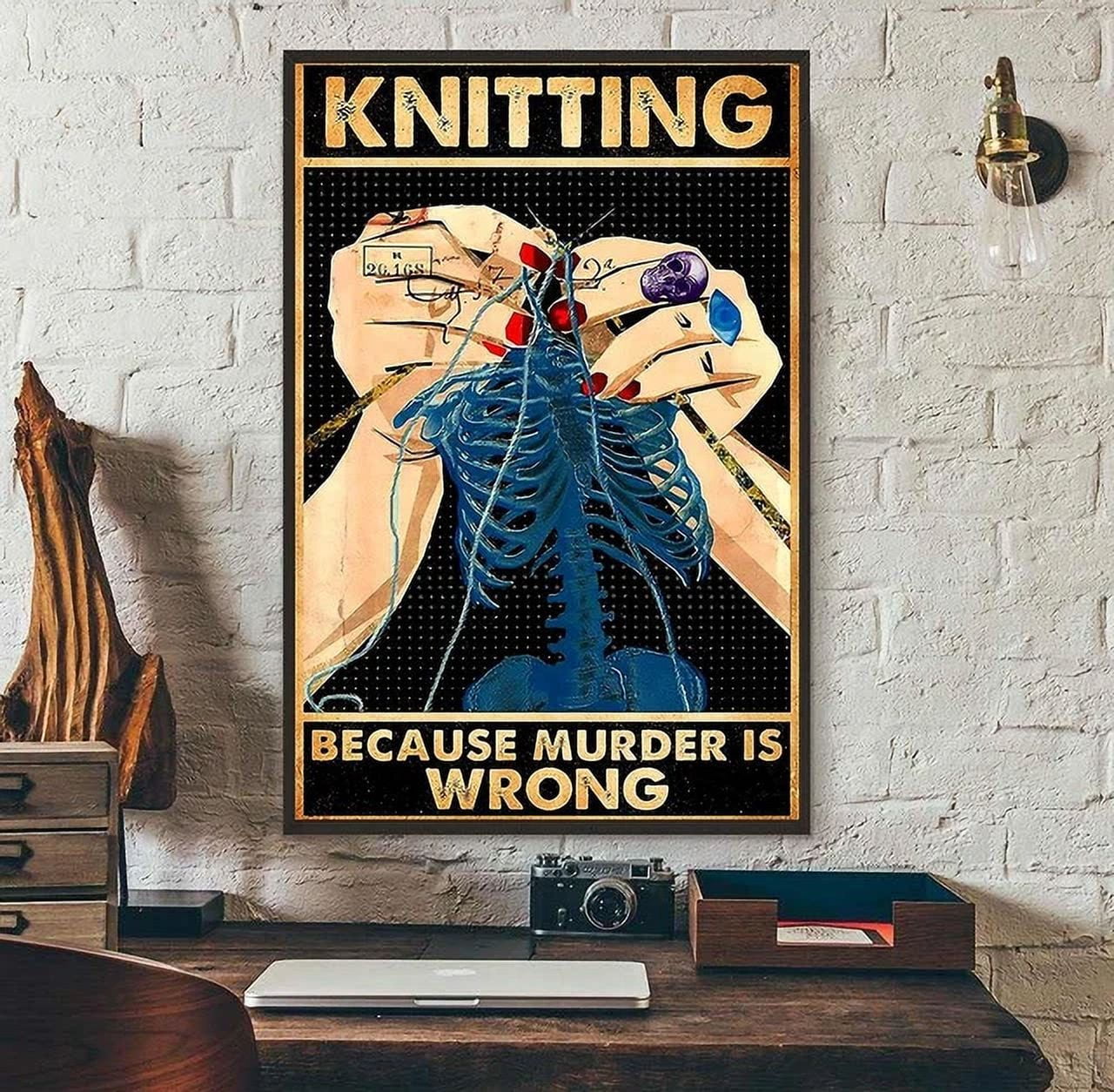 Kna Prints - Knitting Because Murder Is Wrong Poster Home Decor ...
