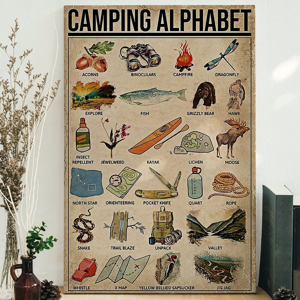 Kna Prints - Knowledge Camping Alphabet Poster, Camping Poster, Camping ...