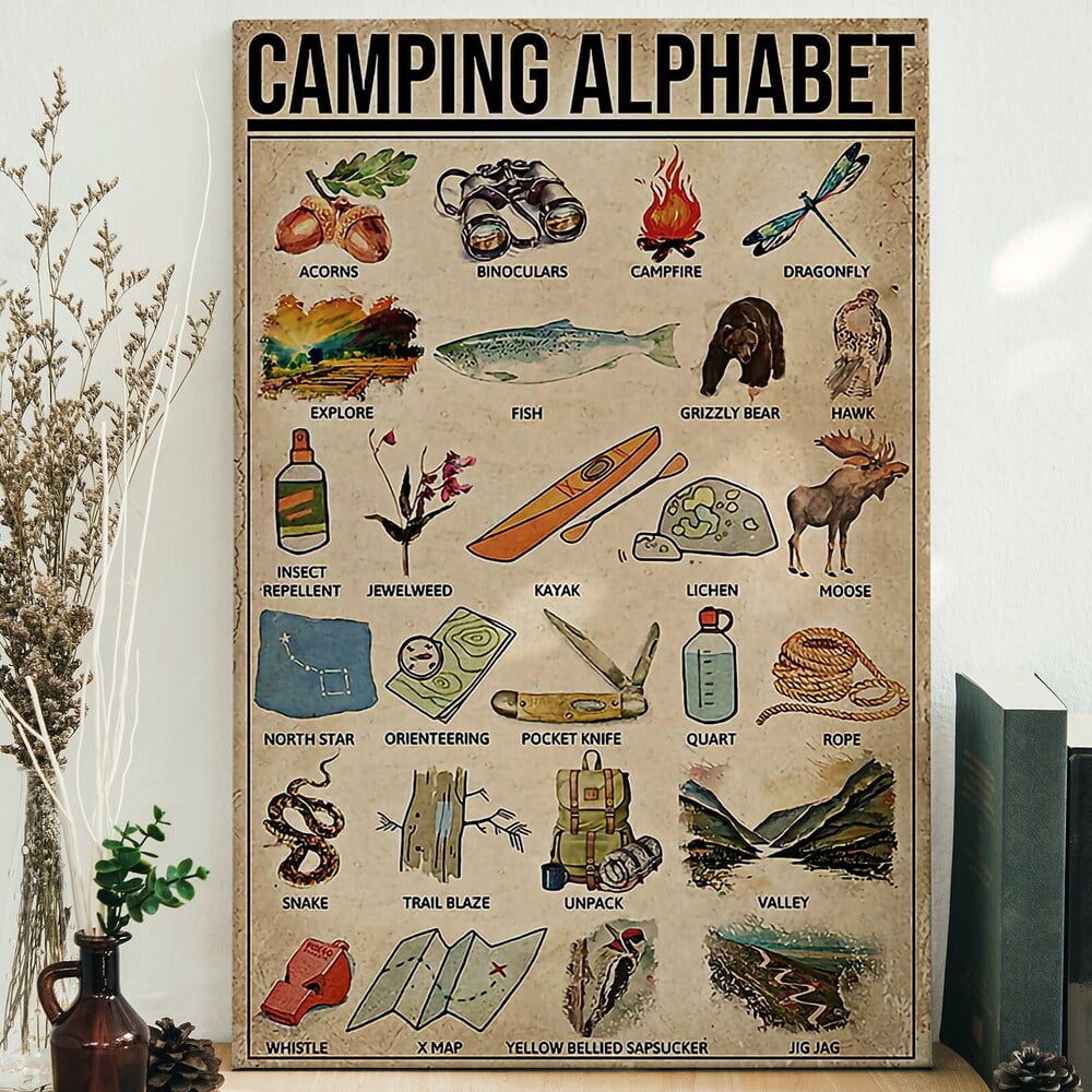 Kna Prints - Knowledge Camping Alphabet Poster, Camping Poster, Camping ...