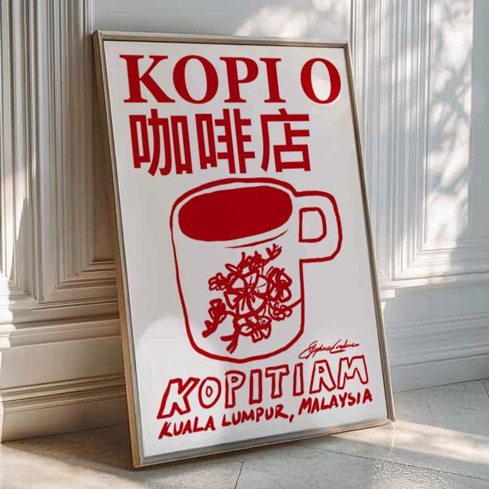 Kna Prints - Kopi O Print, Retro Food Poster, Coffee Print, Coffee Wall ...