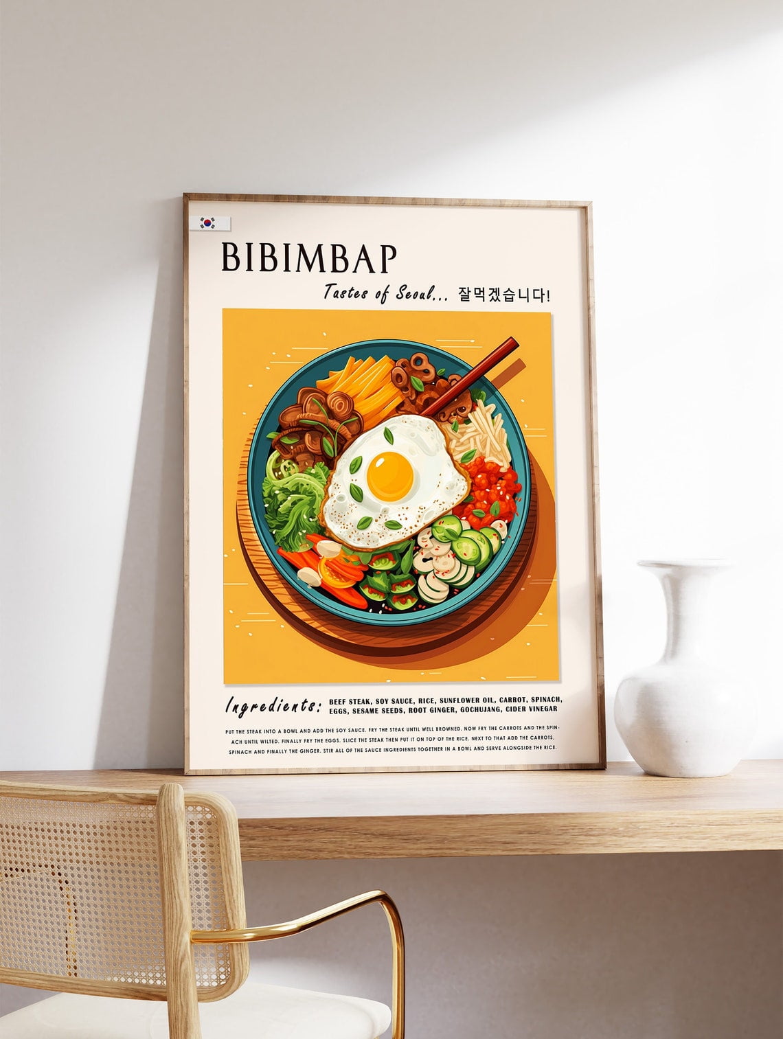 Kna Prints - Korean Bibimbap Food , South Korean Food Print, Asian Food Art, Kitchen Decor, Food ...