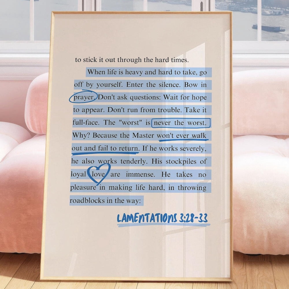 Kna Prints - Lamentations 3 Wall Art Christian Blue Quote Wall Prints ...
