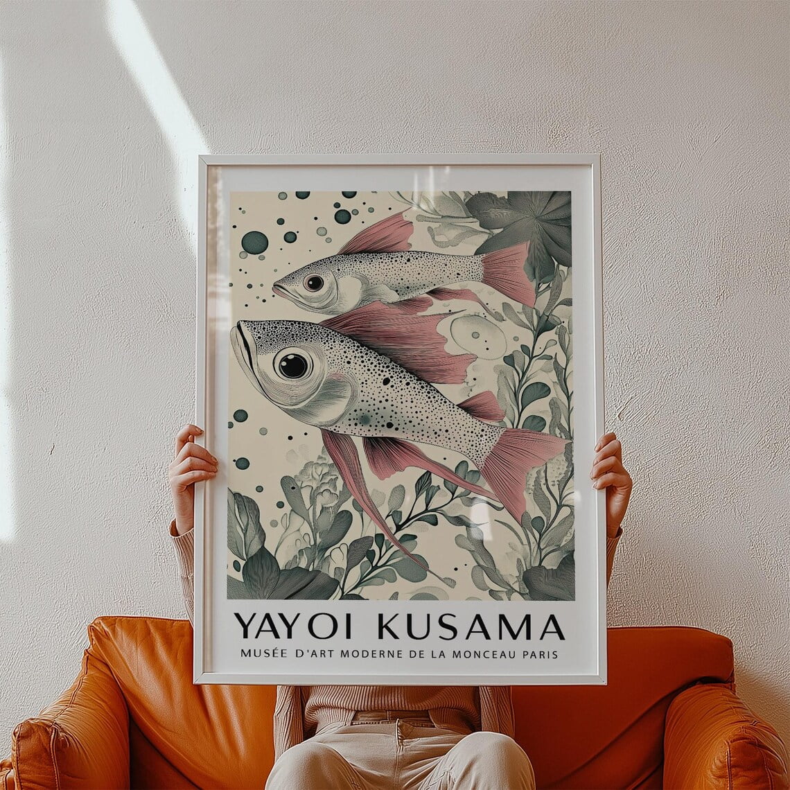Kna Prints - Large Fish Wall Art Stylized Trout Illustration With Pink ...