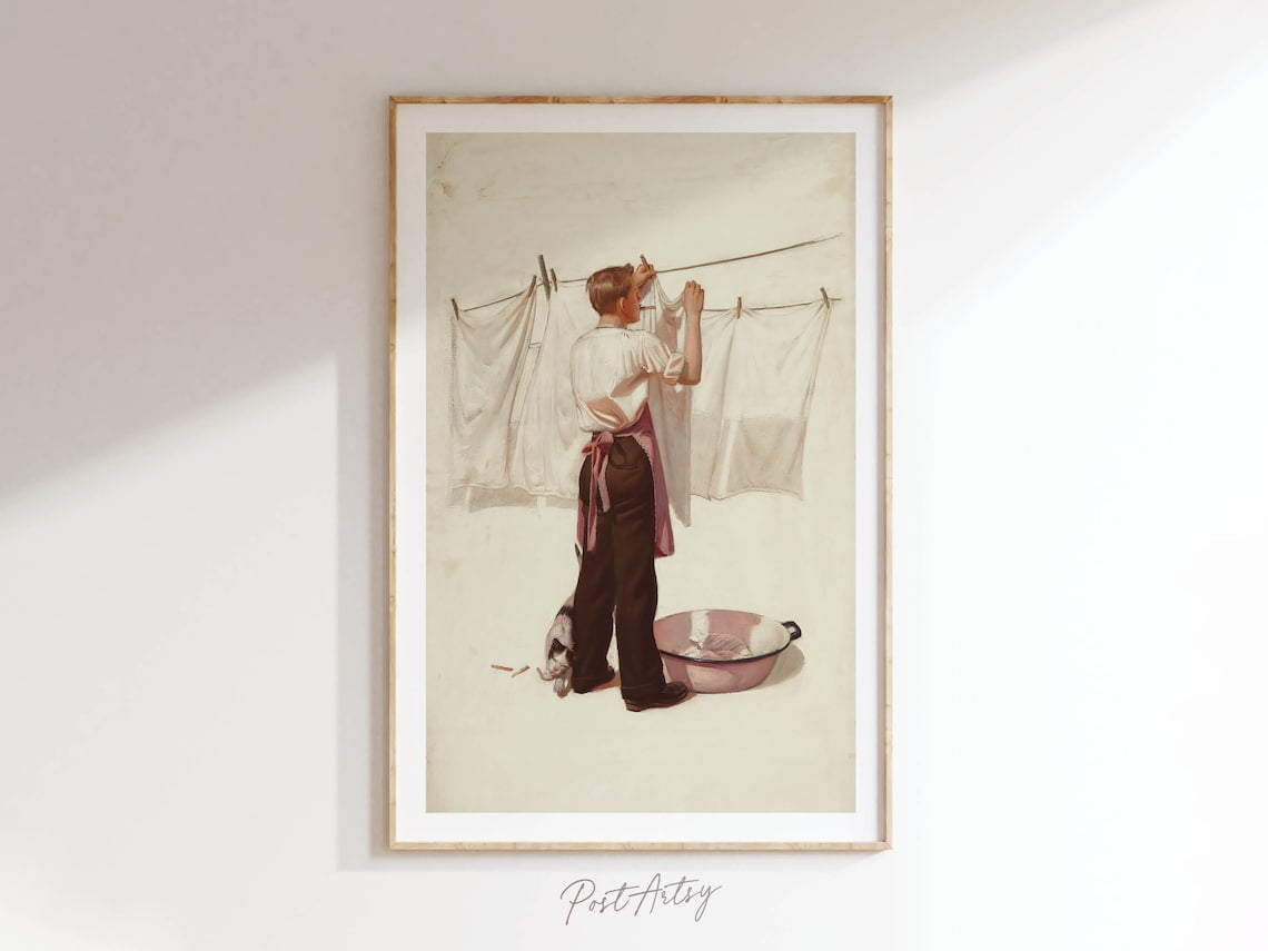Kna Prints - Laundry Room Decor Hanging Laundry Painting Vintage ...