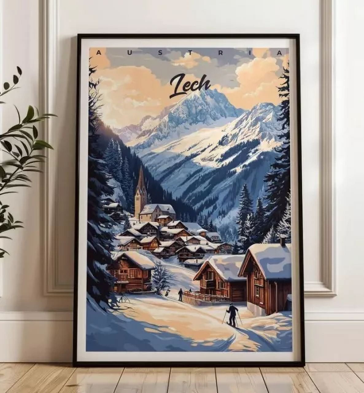 Kna Prints - Lech Travel Poster - Austria Wall Art Print, Illustration ...