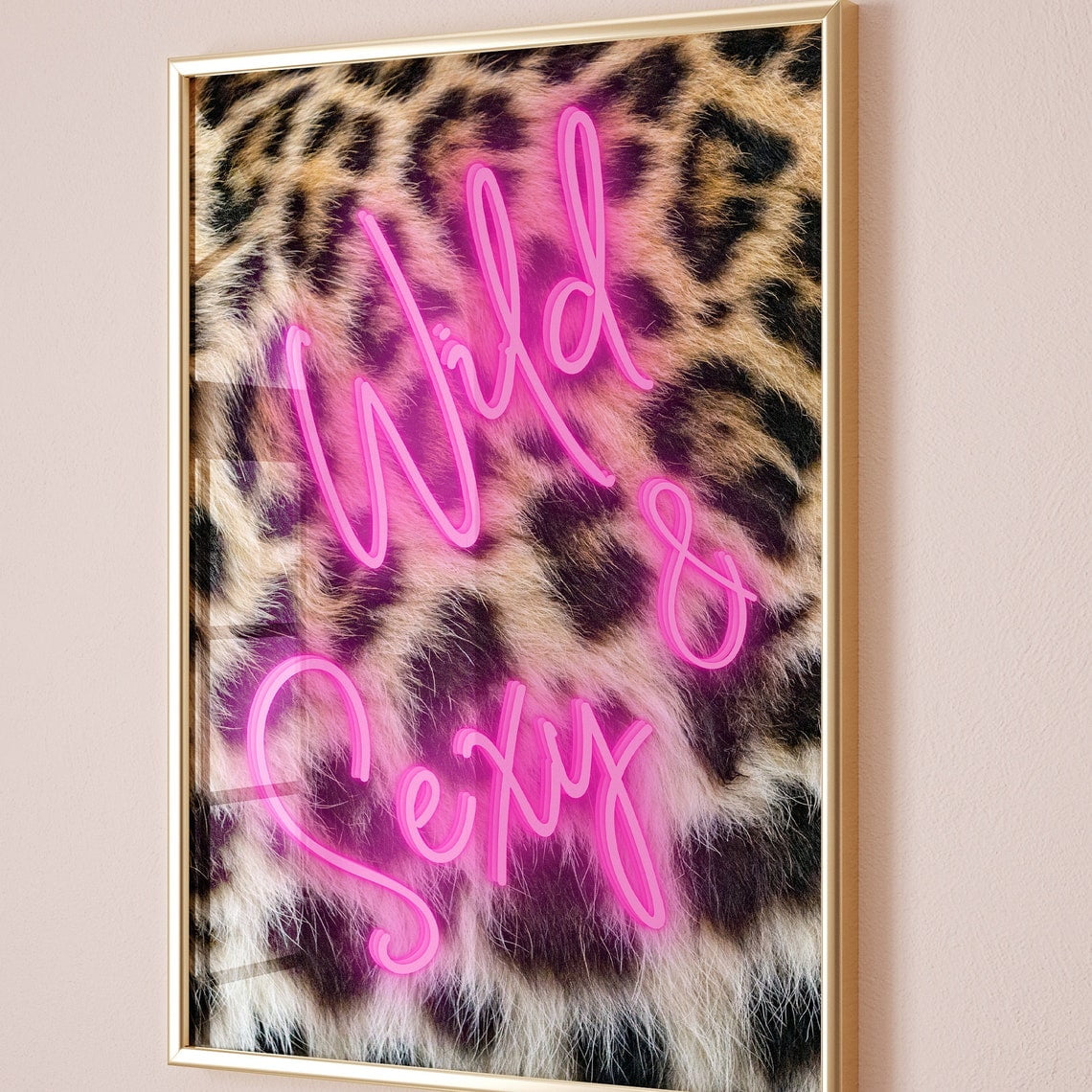 Kna Prints - Leopard Wall Art Pink And Leopard Print Preppy Coquette ...
