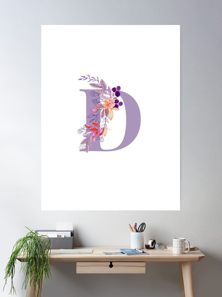 Kna Prints - Letter D Violet Alphabetical Personal Character Poster ...