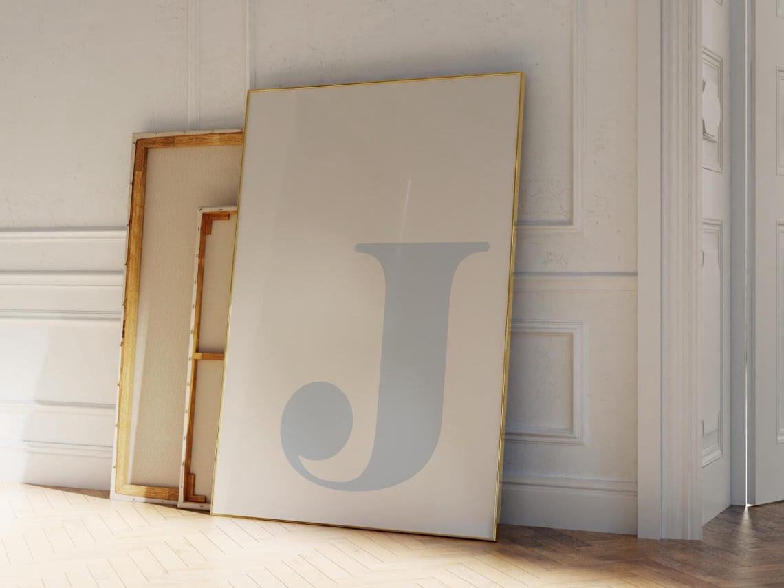 Kna Prints - Letter J Poster, Blue Alphabet Letter Print, Initial ...
