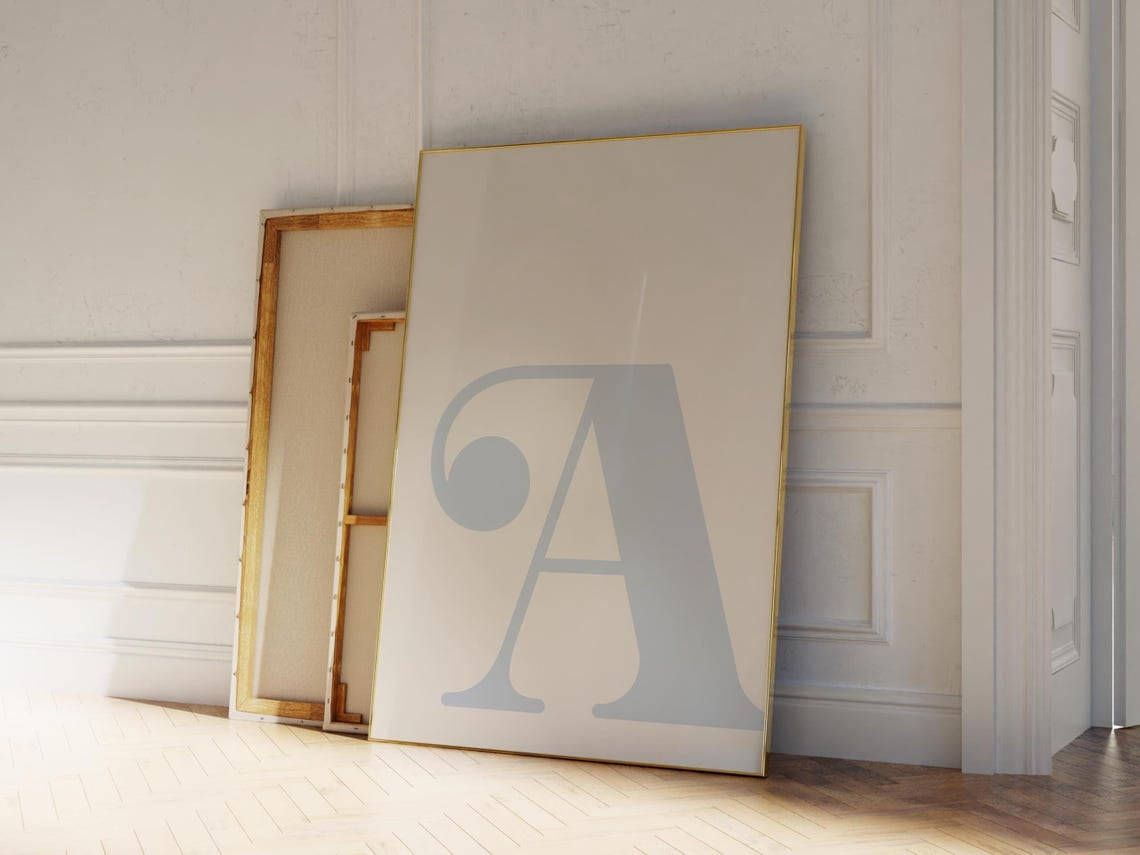 Kna Prints - Letter A Poster, Blue Alphabet Letter Print, Initial ...