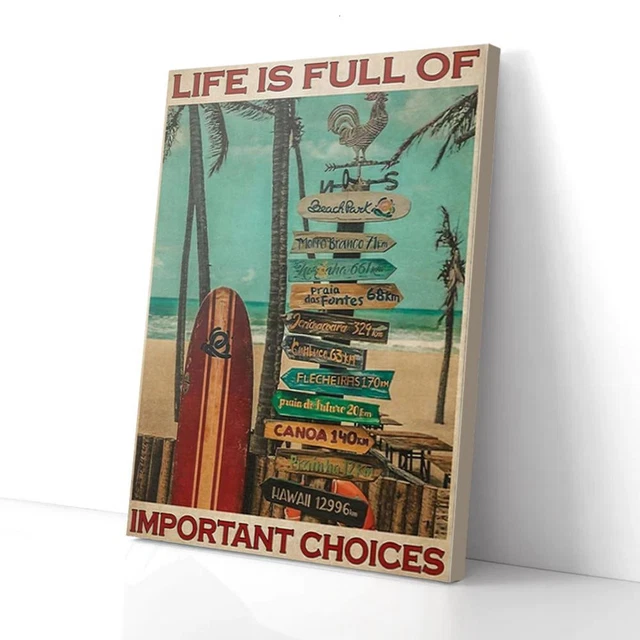 Kna Prints - Lief Is Full Of Important Choices Surfing, Wall Art Wall ...