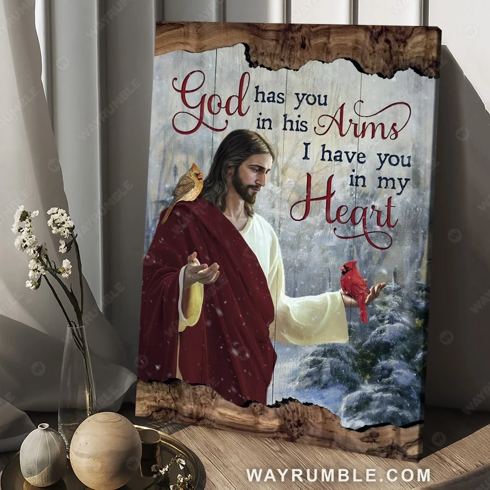 Kna Prints - Life Of Jesus, Wooden Frame, Cardinal, God Has You In His ...