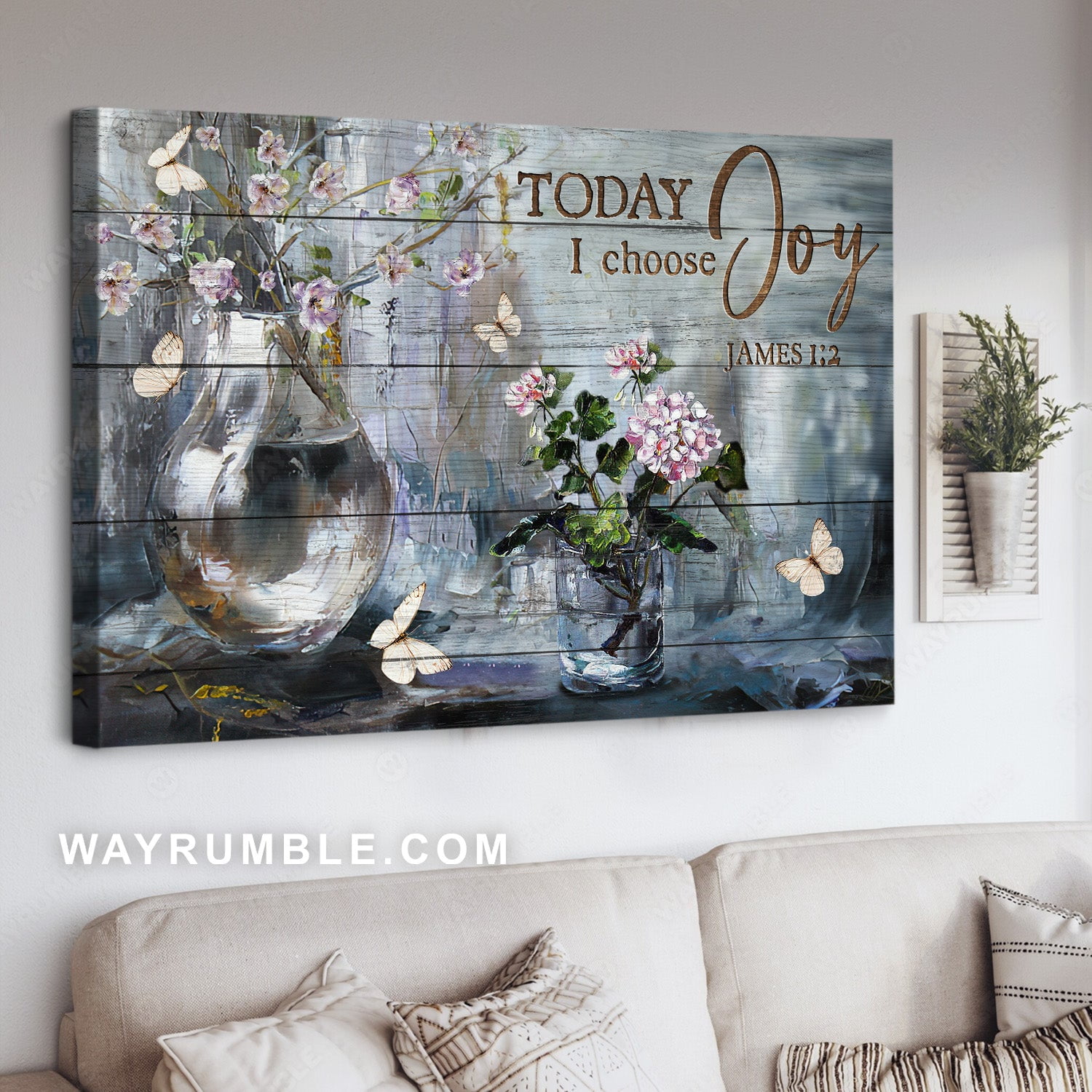 Kna Prints - Light Purple Flower, Still Life Painting, White Butterfly, Today I Choose Joy ...